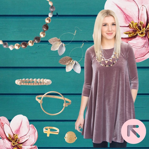 Agnes & Dora | Tops | Velvet Swing Tunic 34 Sleeve Velvet Deep Orchid ...